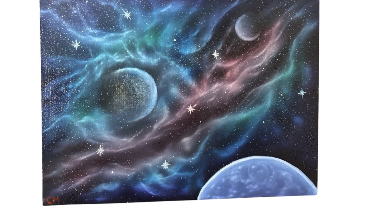 How to paint SPACE THEMED Galaxy Nebula Milky Way supernova Oil ...