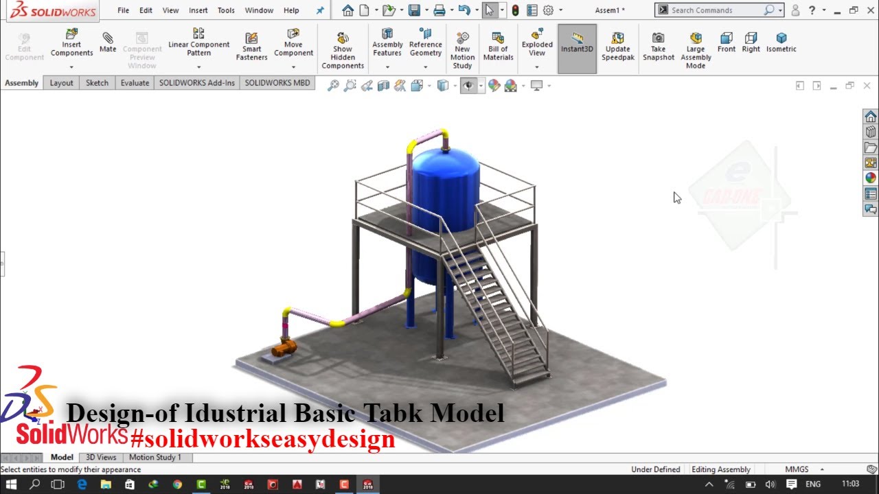 Solidworks Tutorial # 174 How to Make a Indsutrial Basie Tank Model in ...