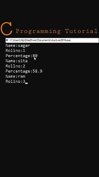 #structure program in c language to member name, roll no & percentage greater than 60 # ...