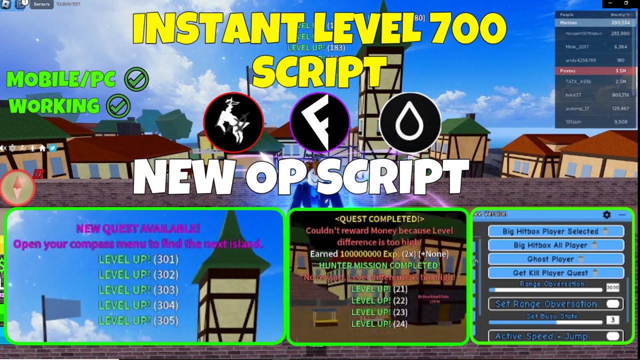 INSTANT LEVEL 700 SCRIPT (AUTO SECOND SEA) WORKING IN MOBILE & PC - YouTube