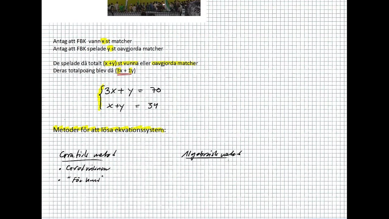 Ekvationssystem. Inledning med grafisk metod - YouTube