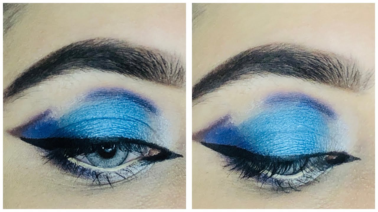 4 minute Blue Smokey cat eye makeup tutorial for beginners|| dramatic eyelook - YouTube
