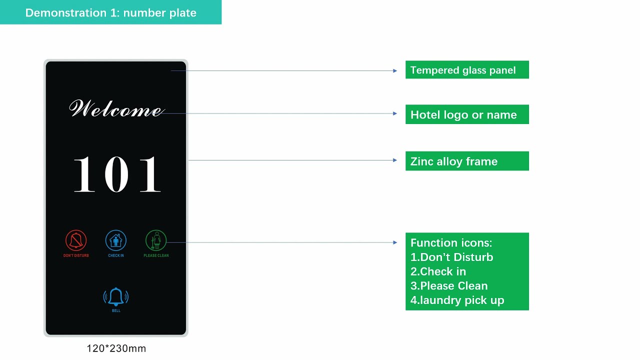 Hotelock hotel guest room number plate system，DND system. - YouTube