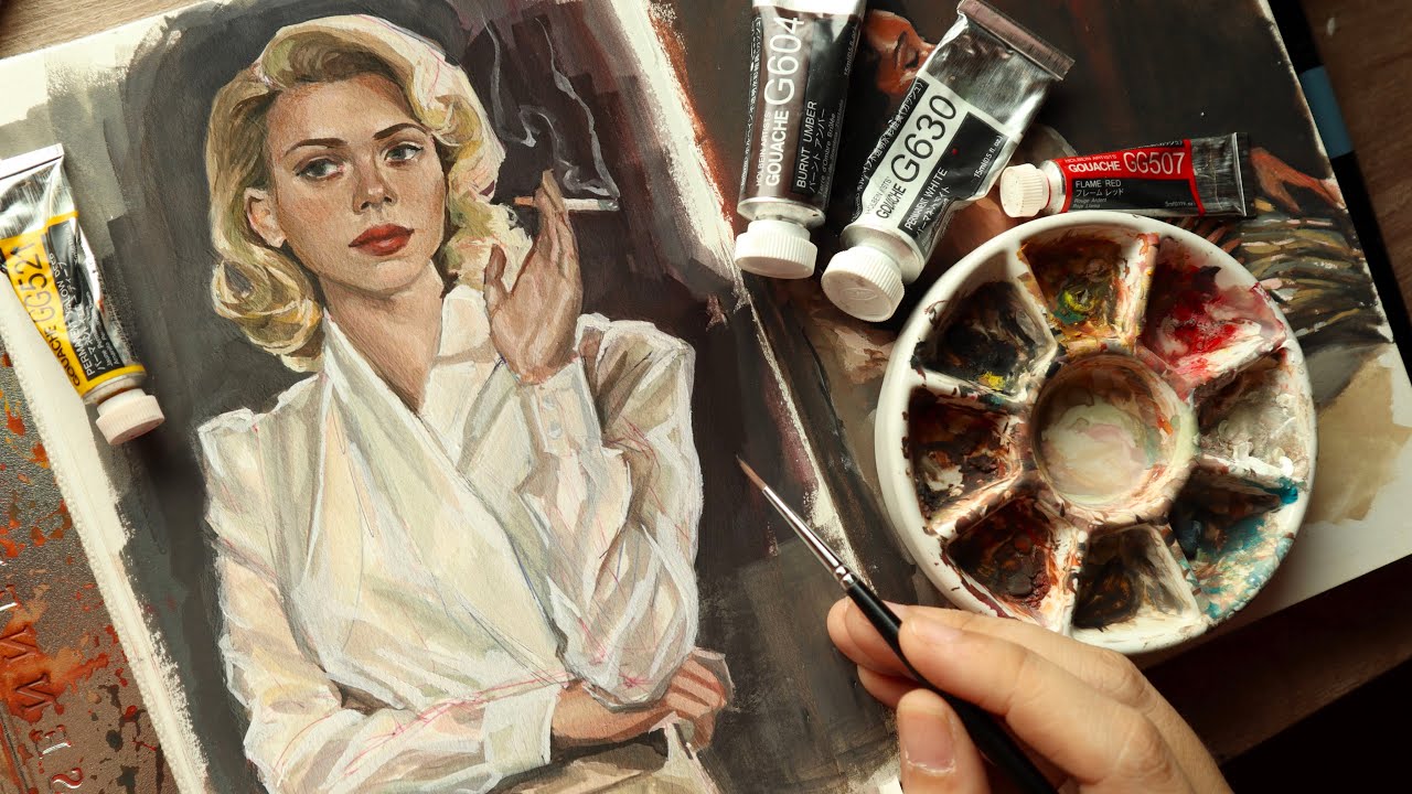 Painting over my sketches #9 / Lots of talking - YouTube