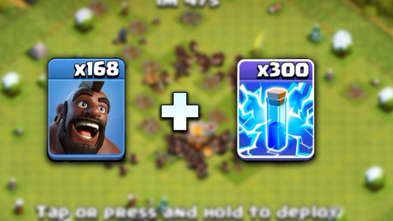 168 Hog Rider + 300 Lightning Spell | Clash of Clans - YouTube