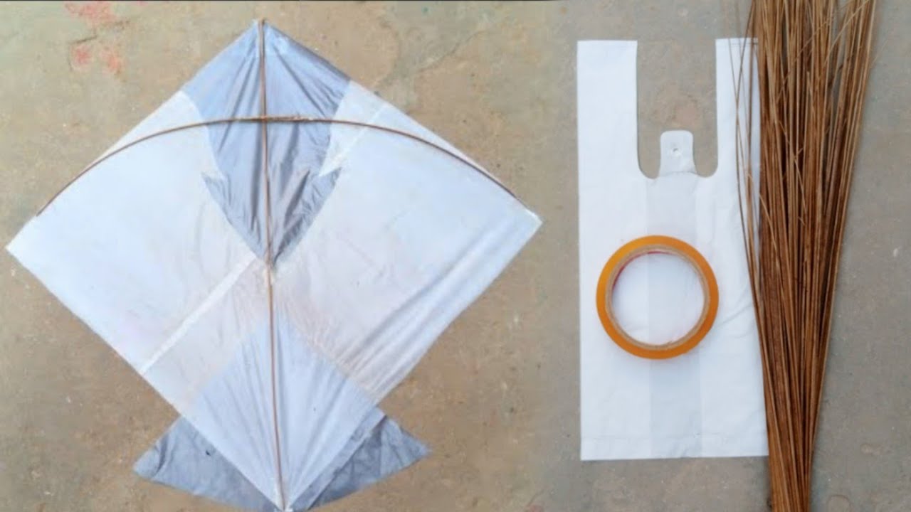 How to Make A Plastic Bag Kite At Home With Broom Sticks | Shopper Ki ...