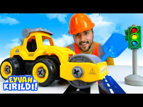 Çocuklar için eğlenceli videolar. Oyuncak asfalt silindiri bozuldu.