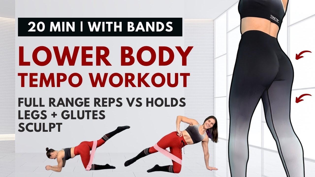 20 MIN LOWER BODY workout using bands | No Jumping | No Weights | No ...