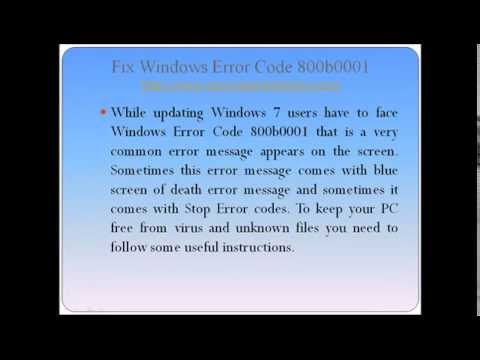 Fix Windows Error Code 800b0001 - YouTube