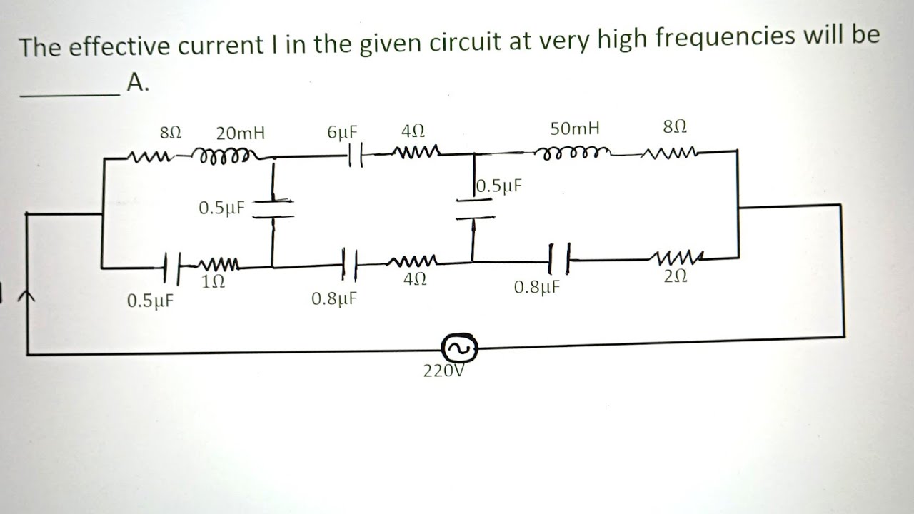 the effective current i in the given circuit at very high frequencies ...