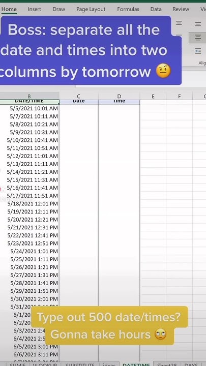 EASY WAY TO SEPERATE DATE AND TIME #excel #exceltips #exceltricks #computer #education #shorts ...