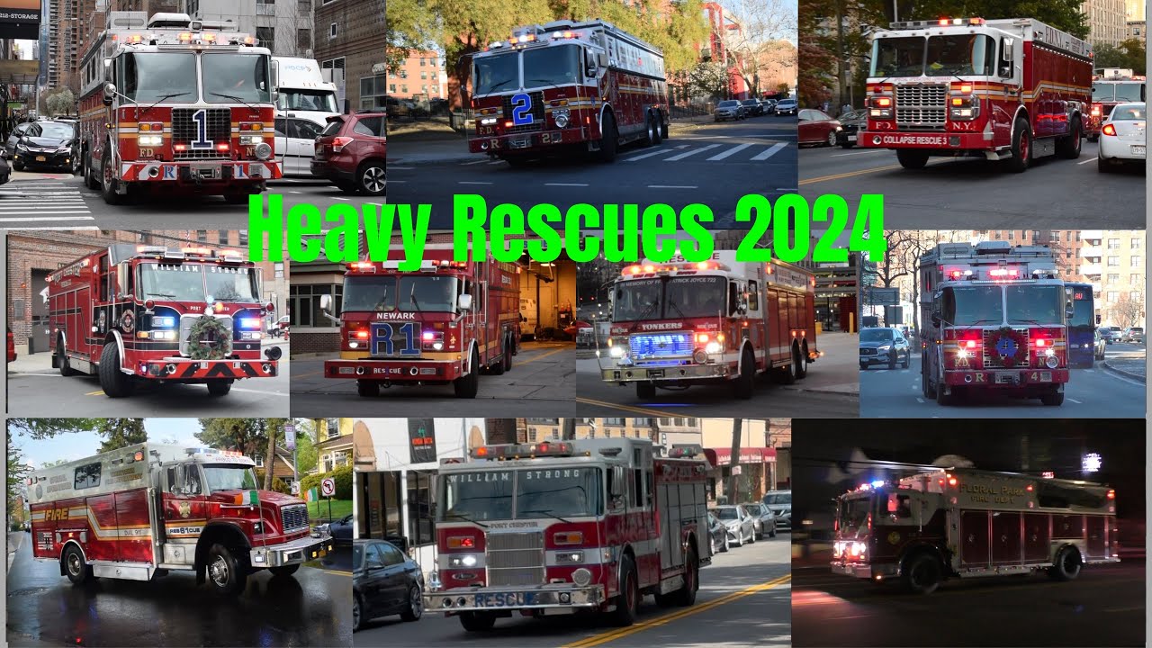 Fire Trucks Responding Compilation - Best of Heavy Rescues 2024 - YouTube