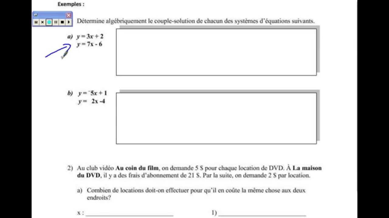 Suite de la résolution algébrique d'un système d'équations - YouTube