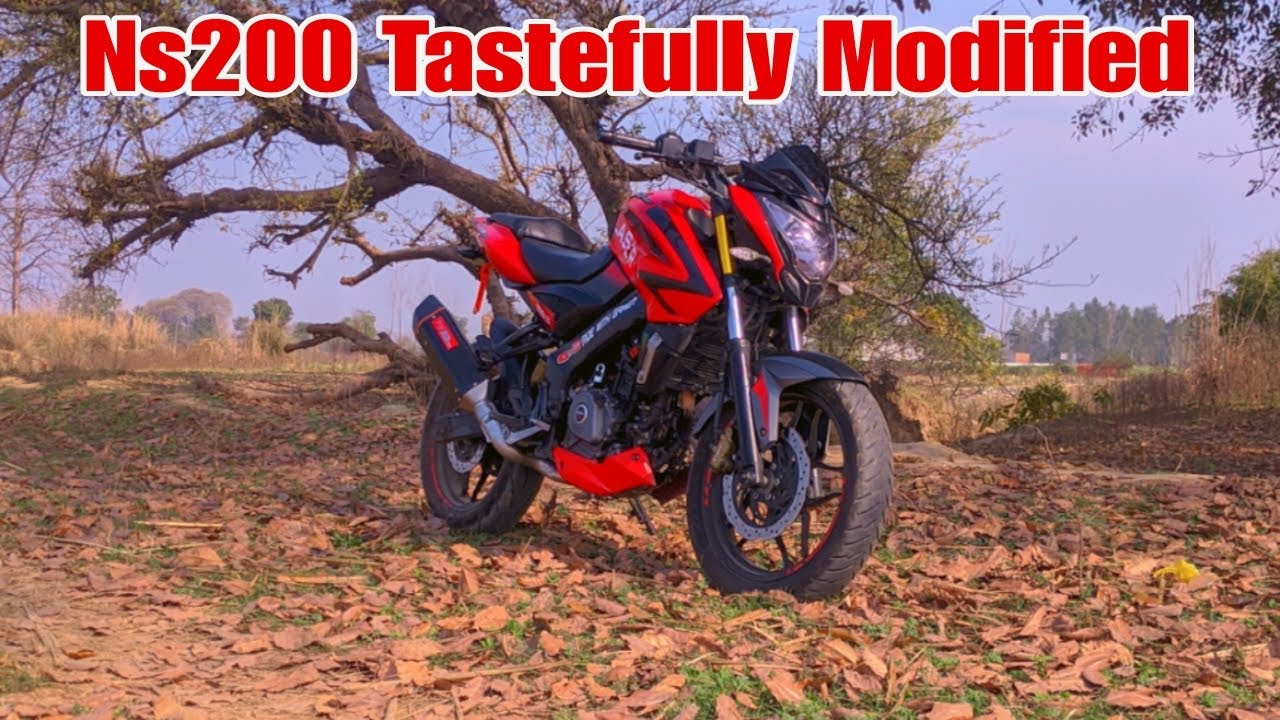 Pulsar Ns200 Tastefully Modified With R9 Exhaust And Red Wrap Work ...