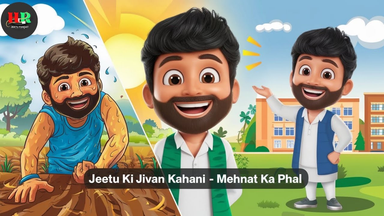 जीतू की जीवन कहानी 😲 | जीतू की मेहनत का फल 🙈 | Animation video | HR ...