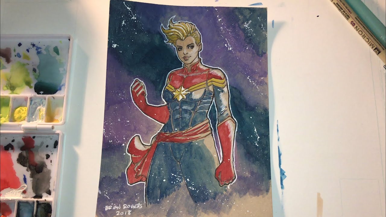 Captain Marvel Speed Painting - YouTube