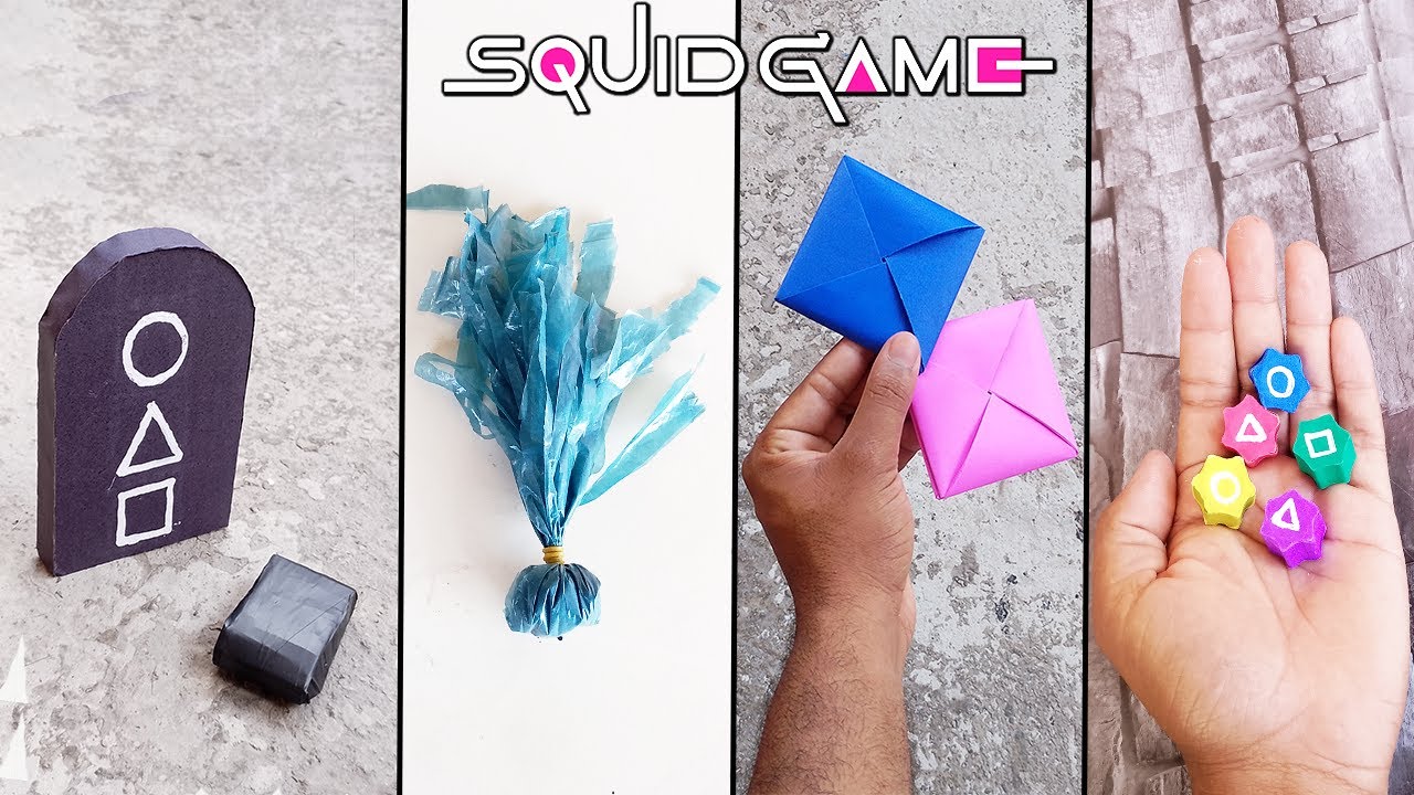 DIY ALL SQUIDGAME GAMES - Easy Paper Toys | How to Make Paper Ddakji ...