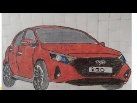 How to draw HYUNDAI i20 kaise draw kare ll all new HYUNDAI i20 drawing ...