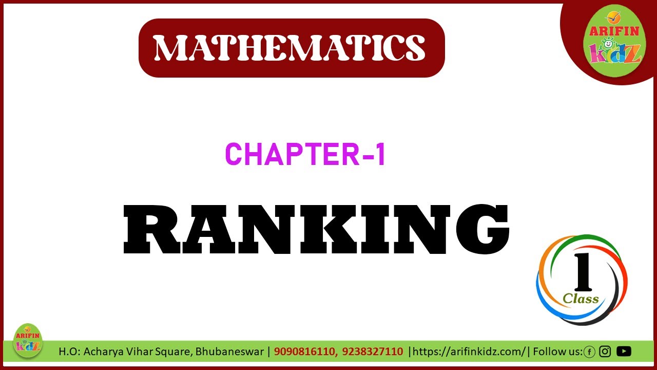 Standard-1 | RANKING | REASONING| CLASS-1_by Silpa Ma'am - YouTube