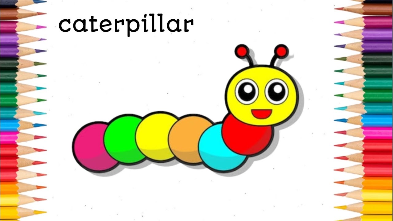 how to draw caterpillar||draw caterpillar||caterpillar drawing||kids ...