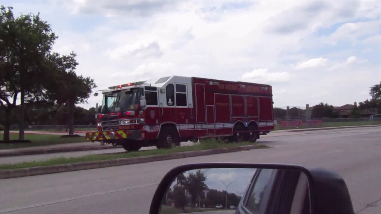 San Antonio Fire Department Heavy Rescue 51 & Platform 51 Responding ...