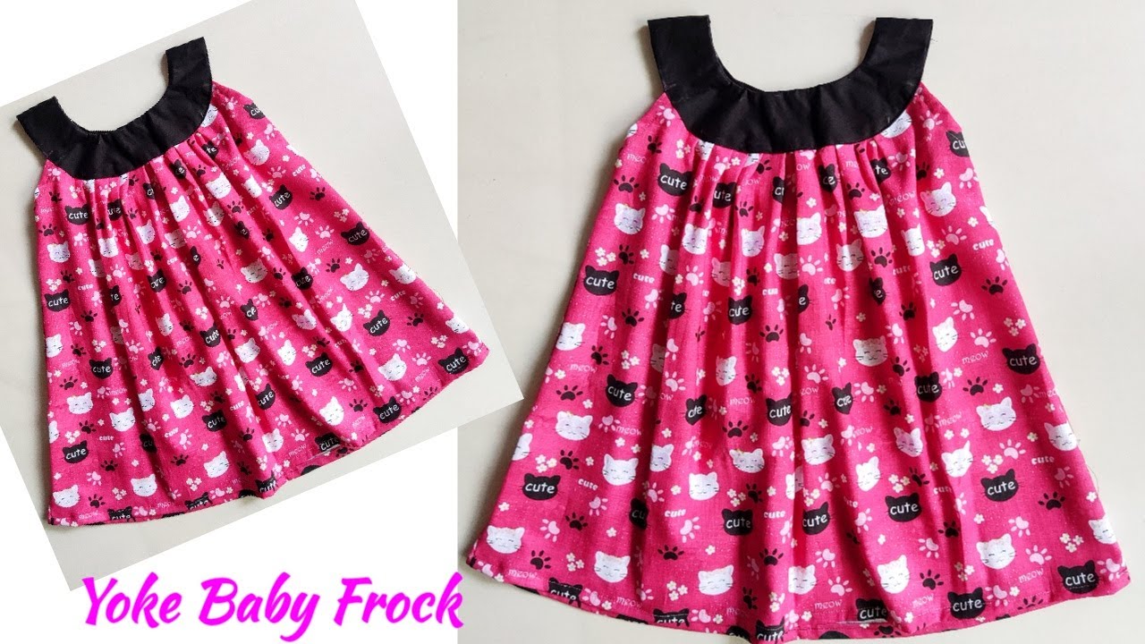 Yoke Baby Frock Cutting and stitching step by step - YouTube