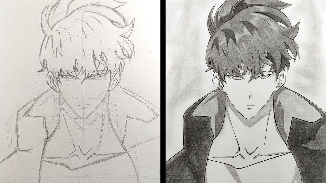 How to Draw Sung Jinwoo - Solo Leveling | easy anime drawing - YouTube