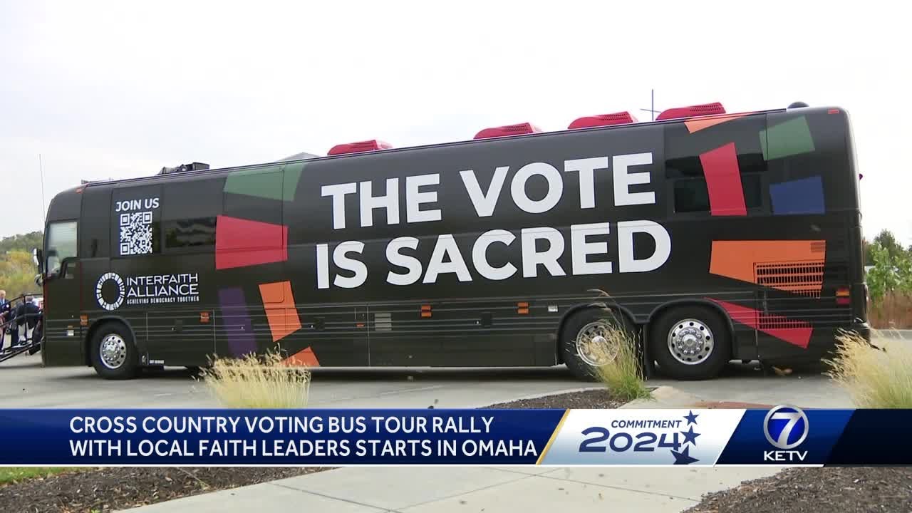 Cross country voting bus tour starts in Omaha - YouTube