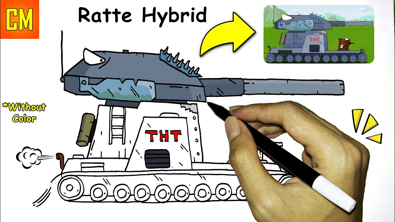 Cara Menggambar Tank RATTE Hybrid (Gerand) - Kartun tentang Tank - YouTube
