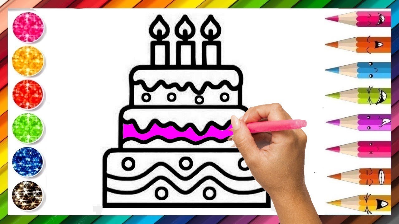 How To Draw a Birthday Cake Easily Drawing and Coloring For Kids ...