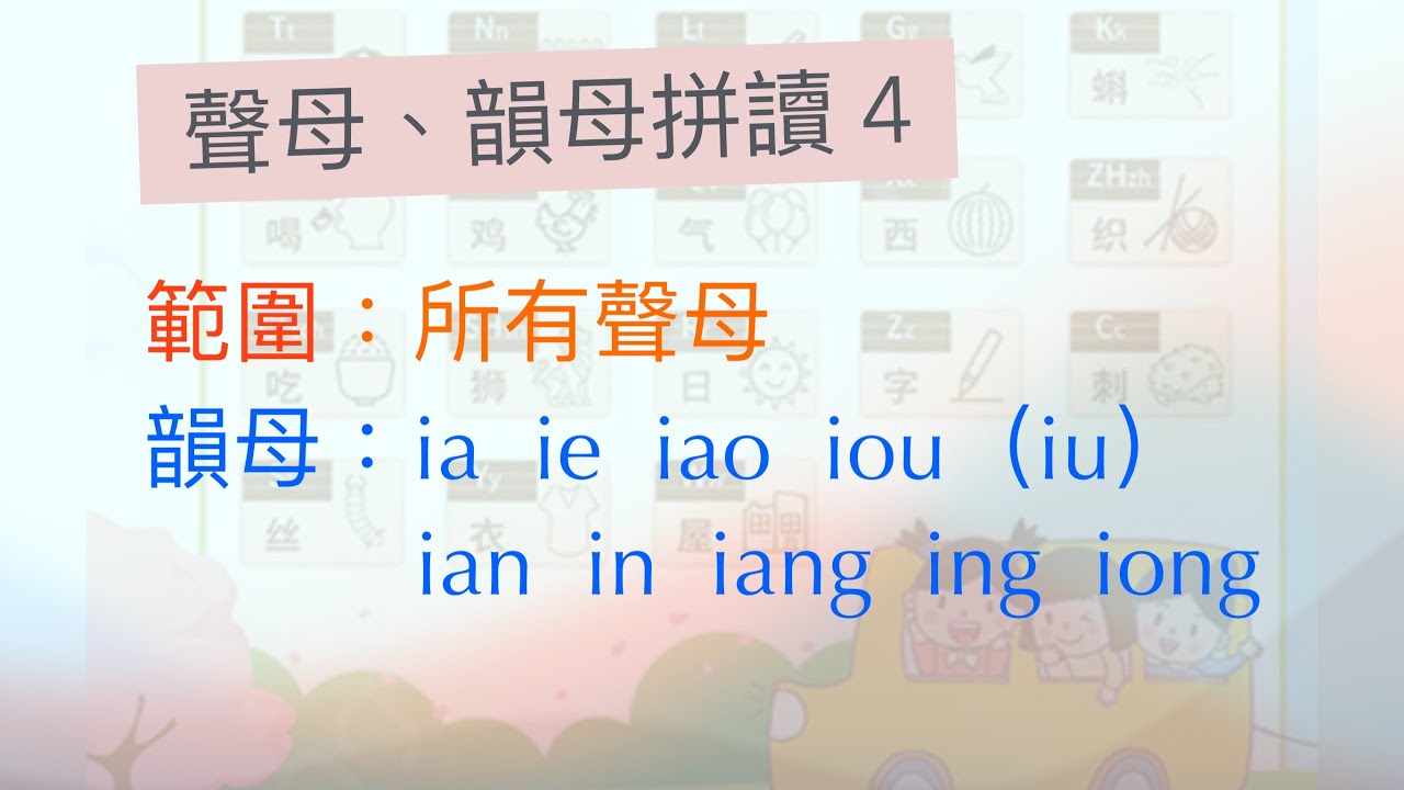 [聲母、韻母拼讀4] ia ie iao iou(iu) ian in iang ing iong #putonghua #mandarin ...