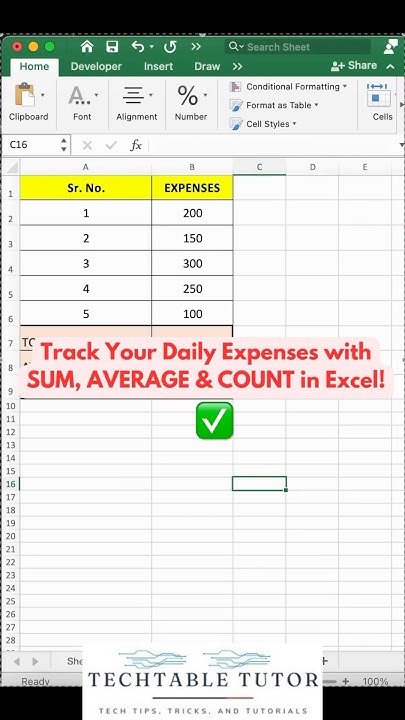 Excel Accounting: SUM, AVERAGE & COUNT for Daily Accounting! #excel #excelshorts #excelhacks ...