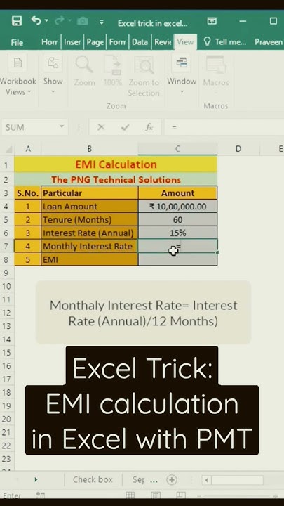 EXCEL Trick: EMI CALCULATION WITH PMT FUNCTION IN EXCEL - YouTube