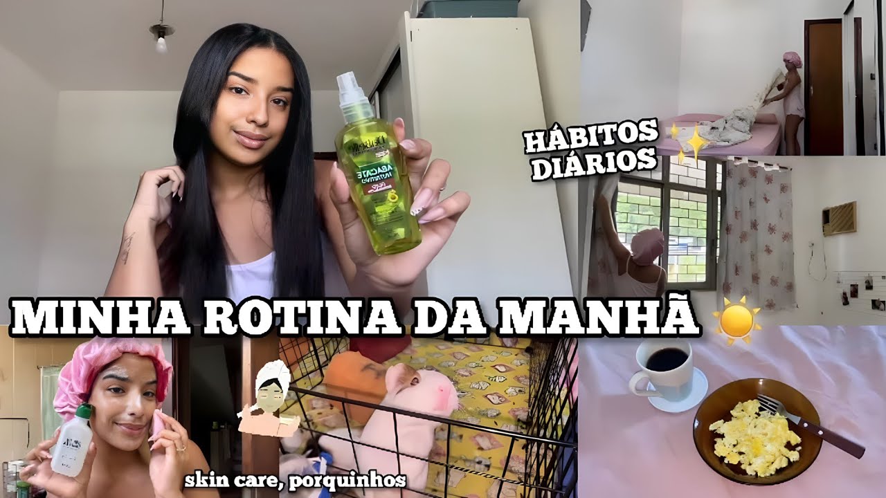 MINHA ROTINA DA MANHÃ 💗 | rotina diária com porquinhos, skin care, café ...