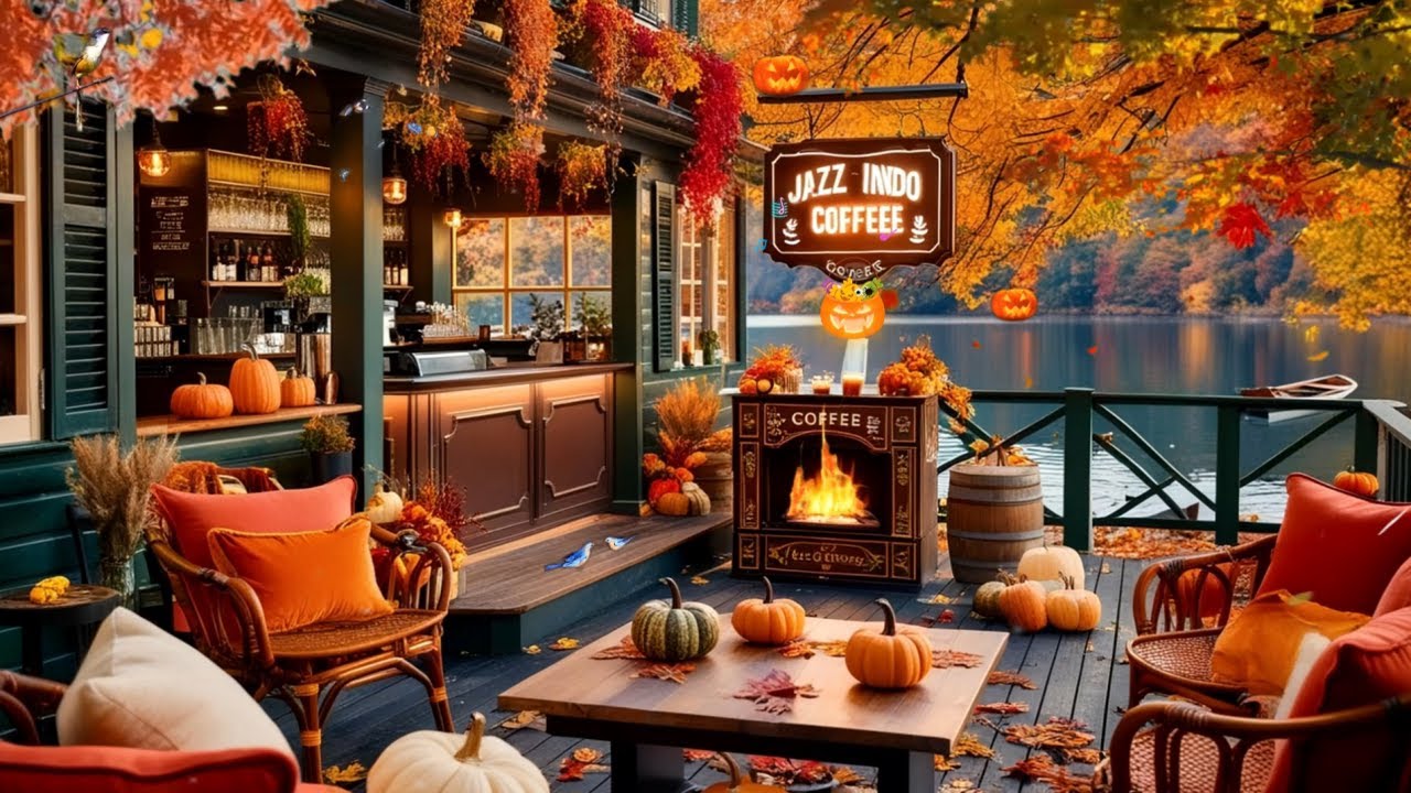 Relaxing Fall Jazz 🍂 Fireplace Ambience for Study, Work & Peaceful ...