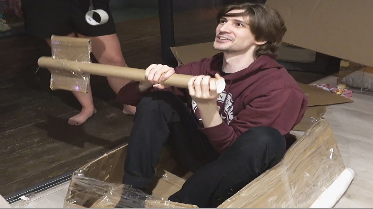 Can I Make a Cardboard Boat That Floats? CHALLENGE! - YouTube