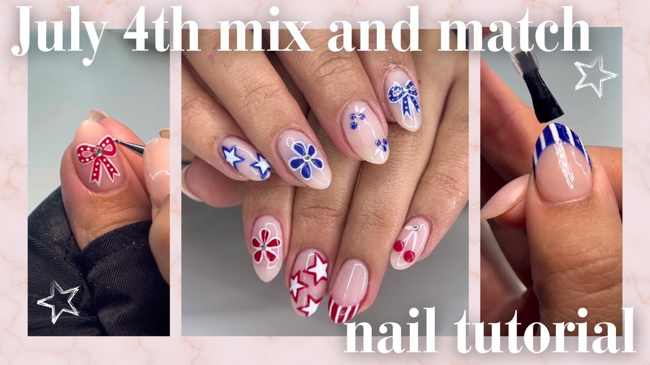 4th of July nail tutorial - YouTube