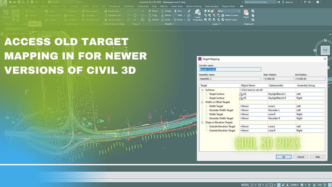 Access Old Target Mapping in newer versions of Civil 3D - YouTube