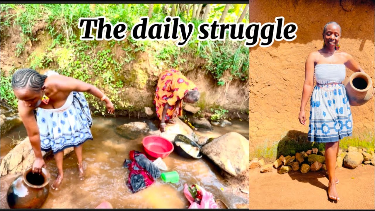 The daily struggle of fetching water from the river#villagelife - YouTube