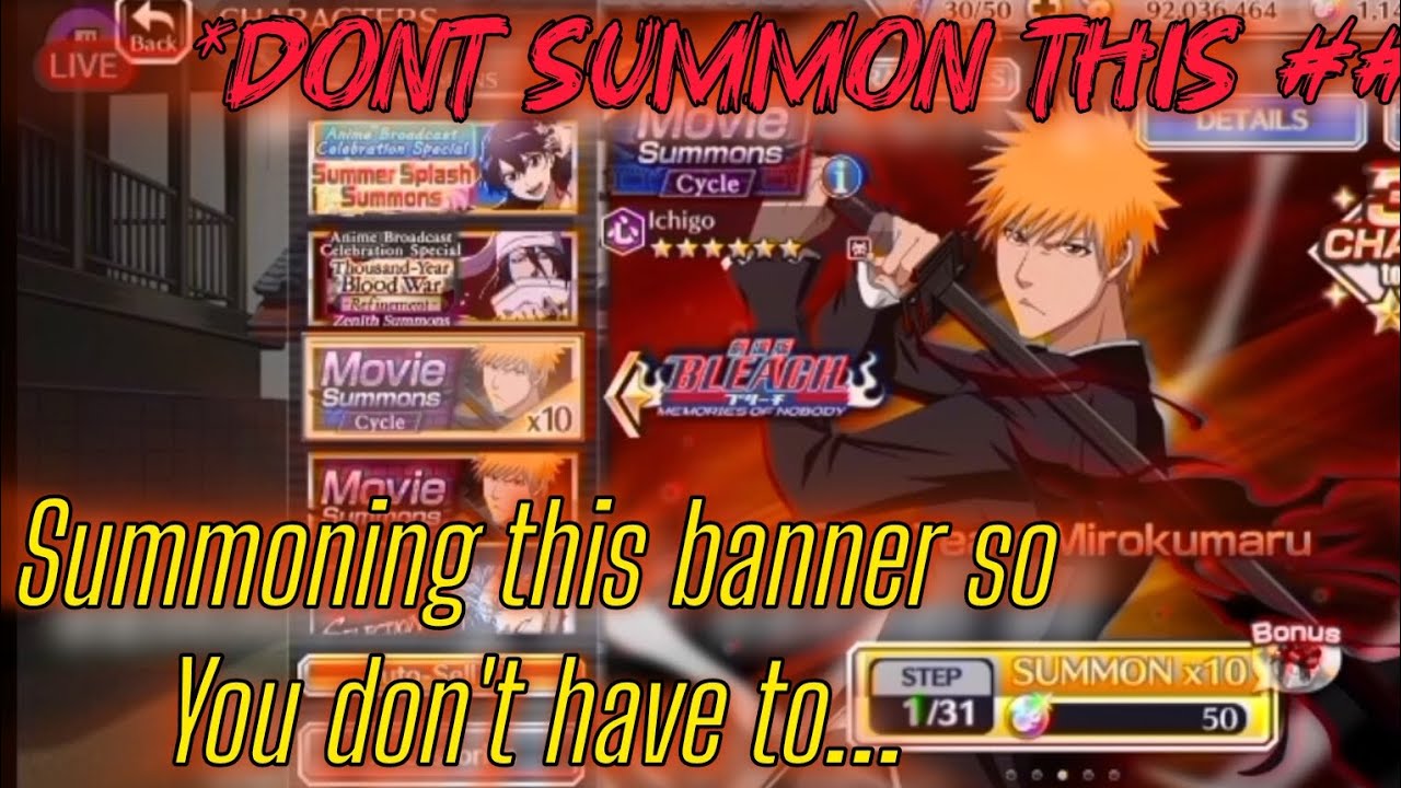 Summoning the worst Bleach Brave Souls banner. Movie Summons BBS ...