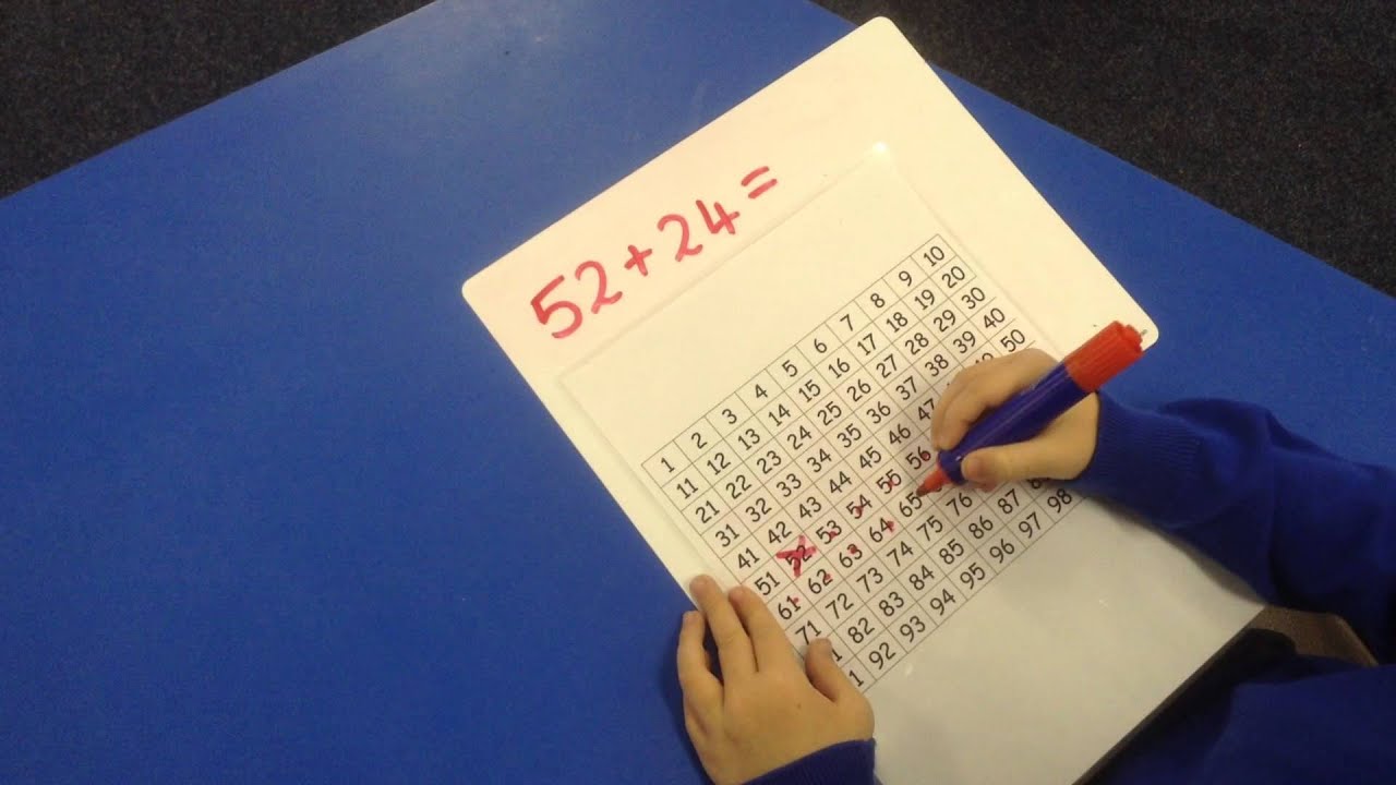 year 2 adding with number grid - YouTube