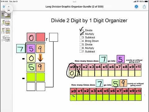 Long Division Graphic Organizer 2 digit by 1 with 0 - YouTube