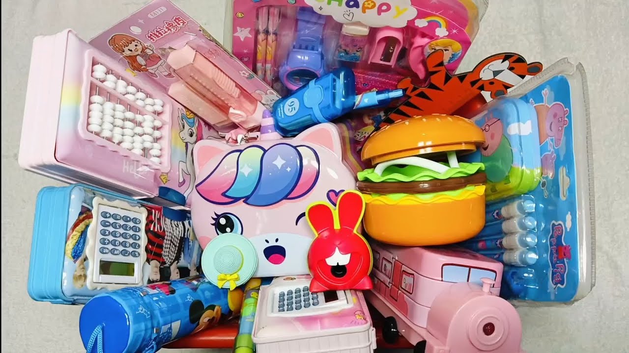 Box full of stationery, Fancy stationery items, Unicorn piggy bank ...