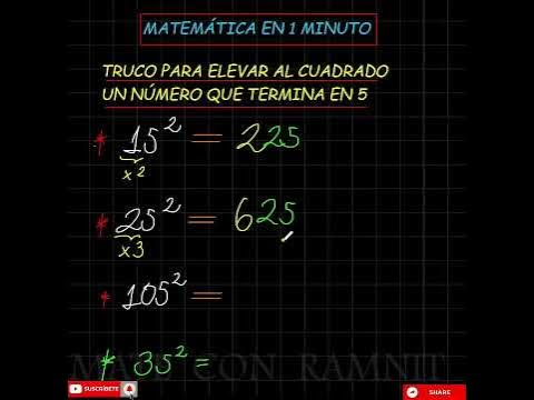 TRUCO PARA ELEVAR AL CUADRADO UN NÚM QUE TERMINA EN 5 #shorts # ...