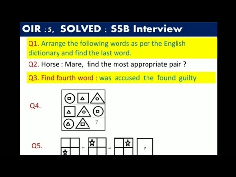 OIR SOLVED examples (part 5) : SSB Interview - YouTube