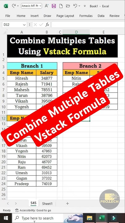 Vstack Formula !! Vstack Formula in Excel !! Combine Multiple Tables in Excel !! #shorts # ...