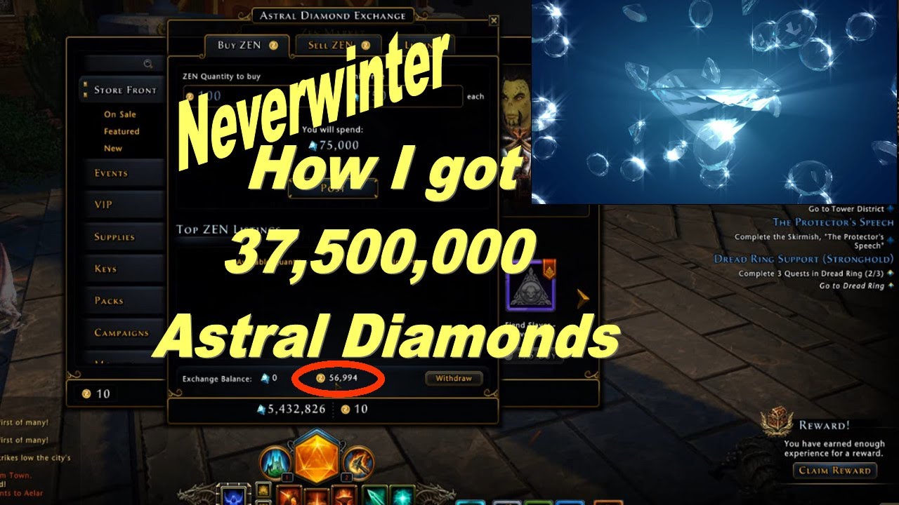 Neverwinter How I Got 37,500,000 Astral Diamonds - YouTube