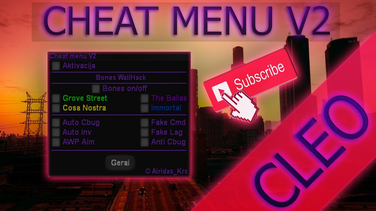 [CLEO] Sarg.lt - Cheat menu V2. 2020. - YouTube