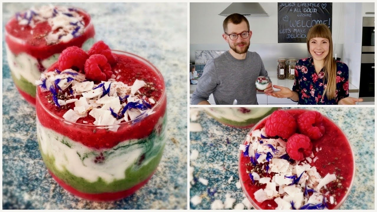 Healthy Breakfast Parfait | Banana Ice Cream, Raspberry Chia Pudding ...