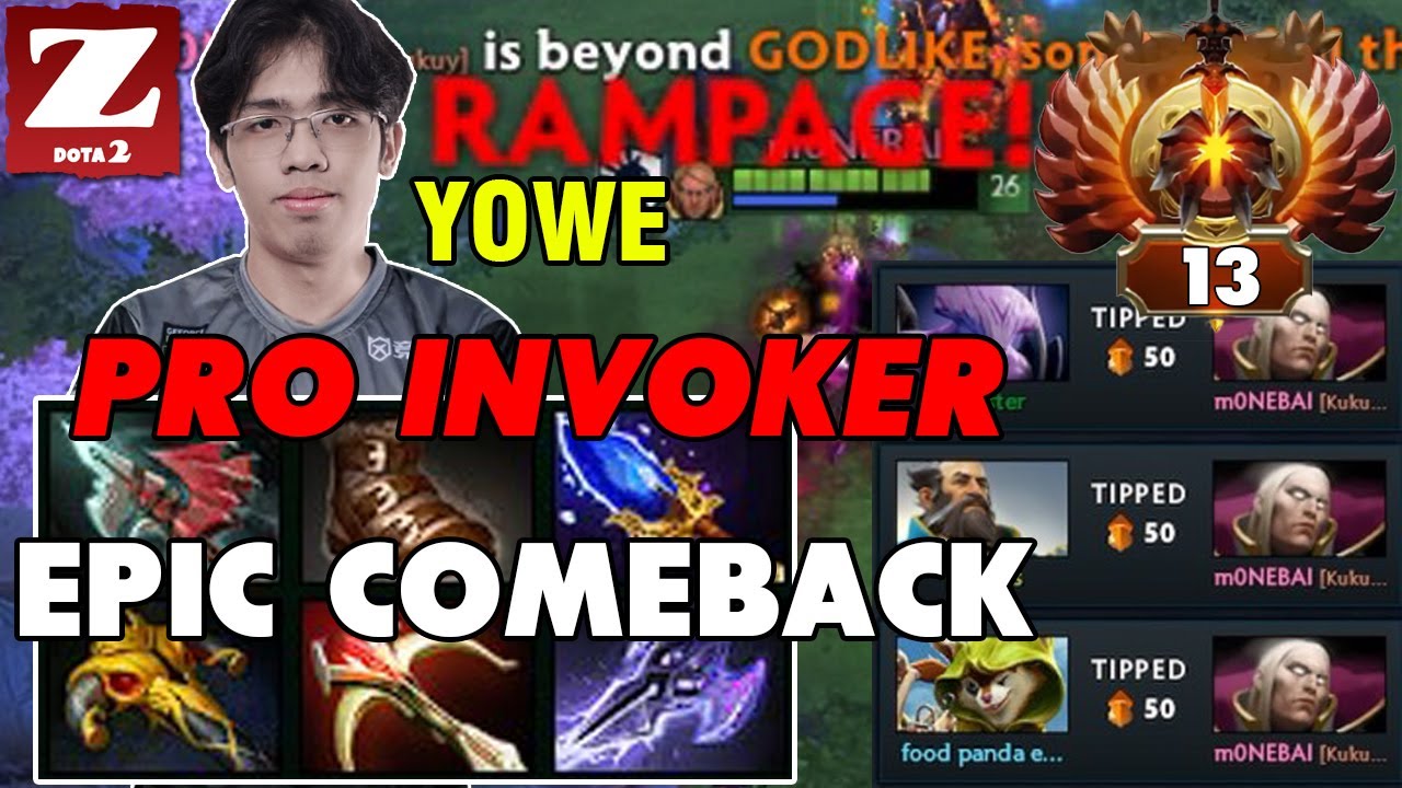 YOWE (INVOKER) Mid 16 Kills Gets RAMPAGE - Epic COMEBACK - Z Dota 2 ...